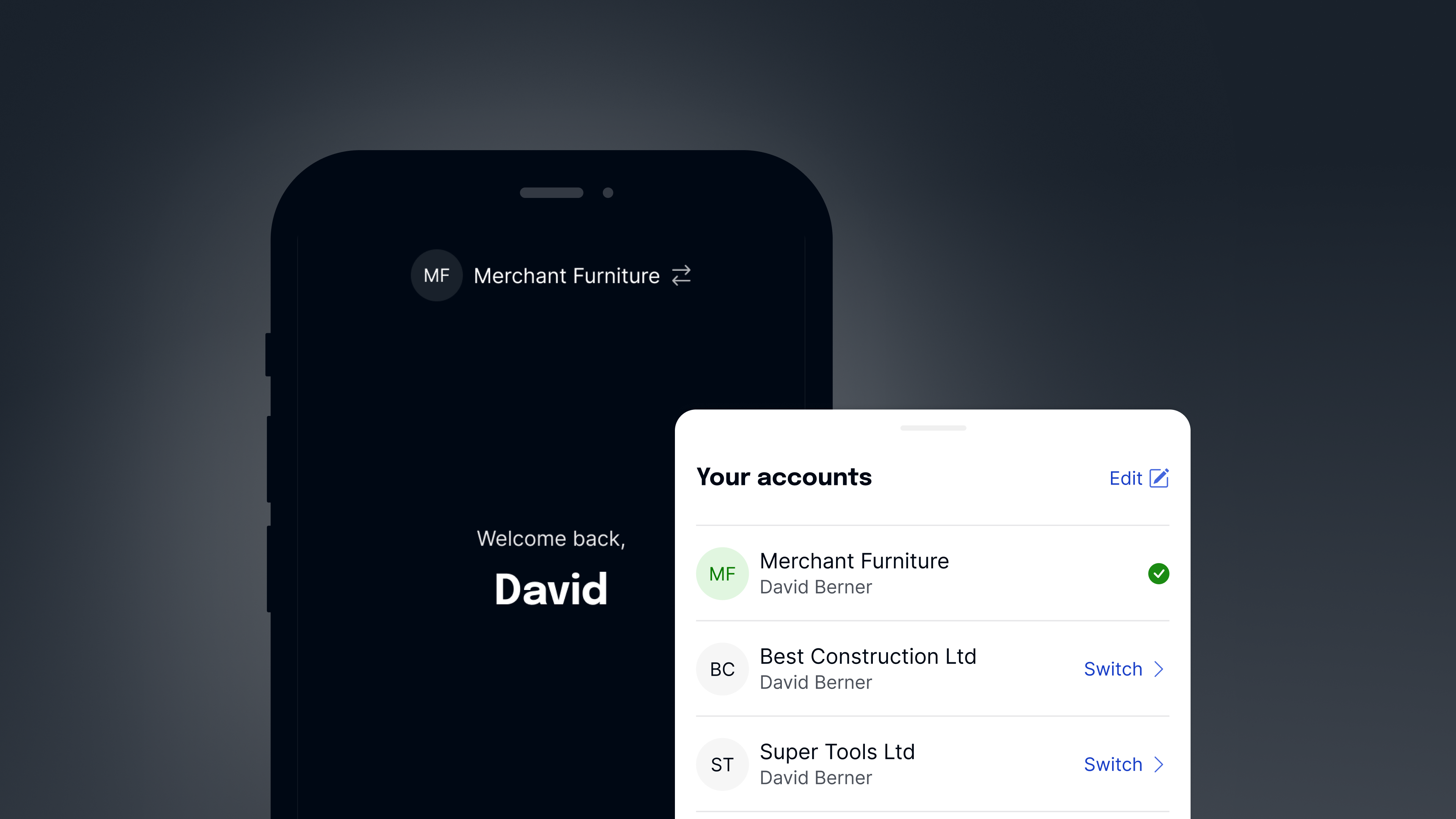 Switch Between Business Accounts | Capital on Tap